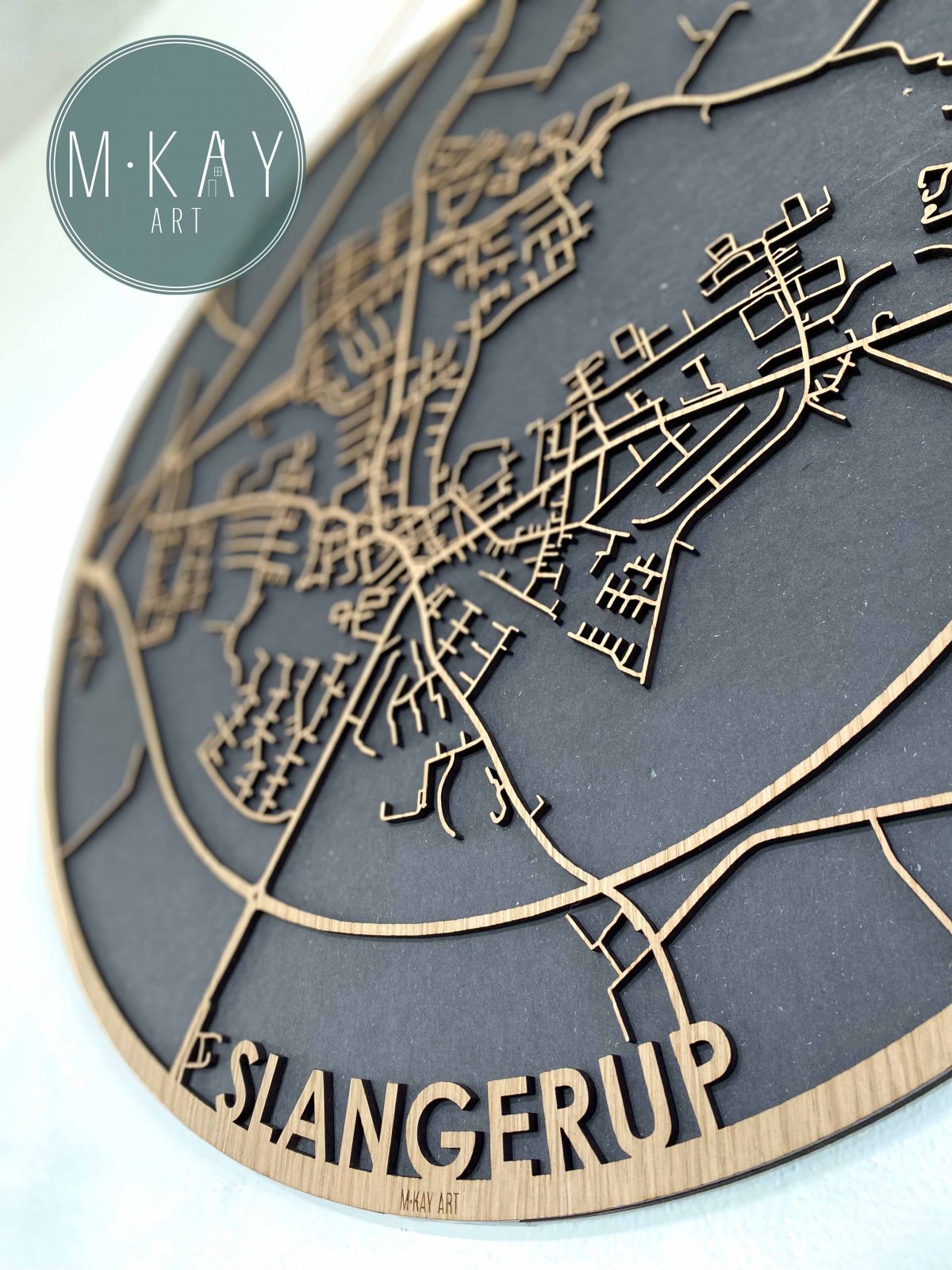 Slangerup bykort i træ - KORT I TRÆ - MKay art